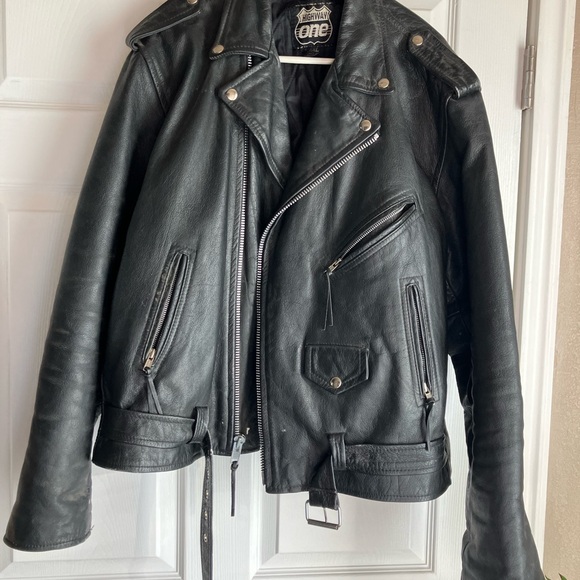 Highway One | Jackets & Coats | Vintage Black Leather Motorcycle Jacket ...